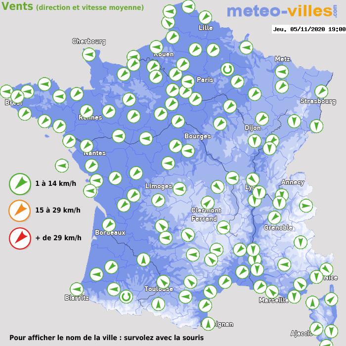 Carte De France Météo Vent – Carte Des Vents En Direct – KVBXC